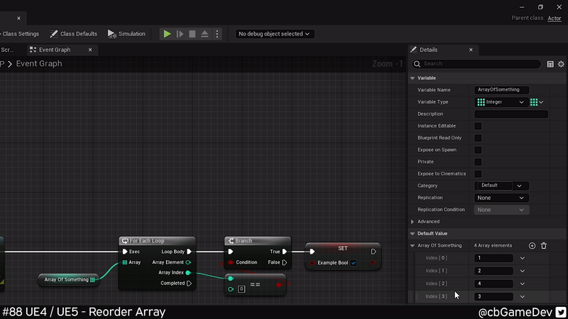 QUICK DEV TIP #88 UE4 / UE5 - REORDER ARRAY — CBgameDev