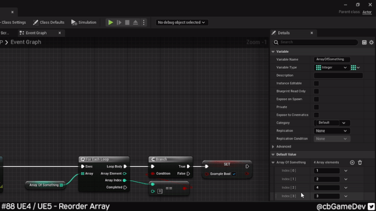 QUICK DEV TIP #88 UE4 / UE5 - REORDER ARRAY — CBgameDev