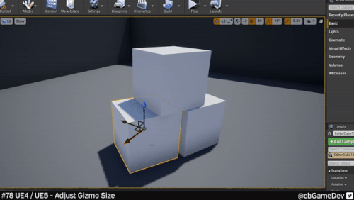 QUICK DEV TIP #78 UE4 / UE5 - ADJUST GIZMO SIZE — CBgameDev