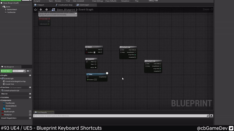 QUICK DEV TIP #93 UE4 / UE5 - BLUEPRINT KEYBOARD SHORTCUTS — CBgameDev