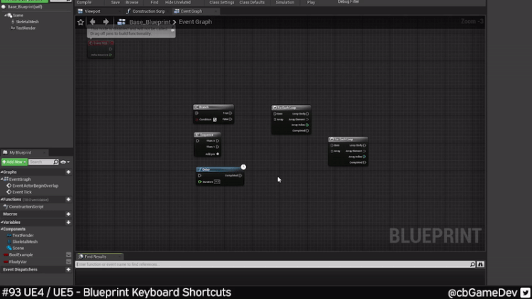 QUICK DEV TIP #93 UE4 / UE5 - BLUEPRINT KEYBOARD SHORTCUTS — CBgameDev