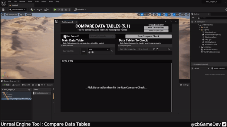 Compare Data tables Tool for Unreal Engine — CBgameDev