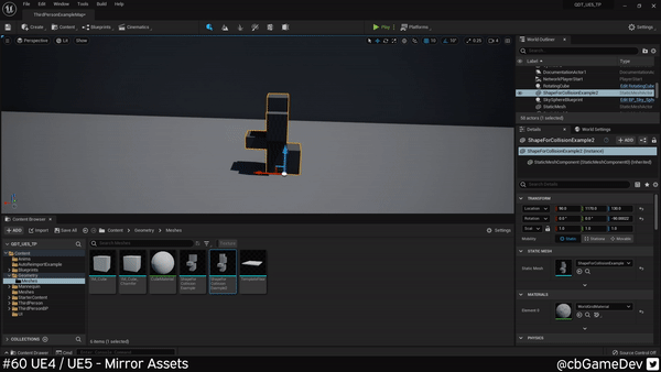 QUICK DEV TIP #60 UE4 / UE5 - MIRROR ASSETS — CBgameDev
