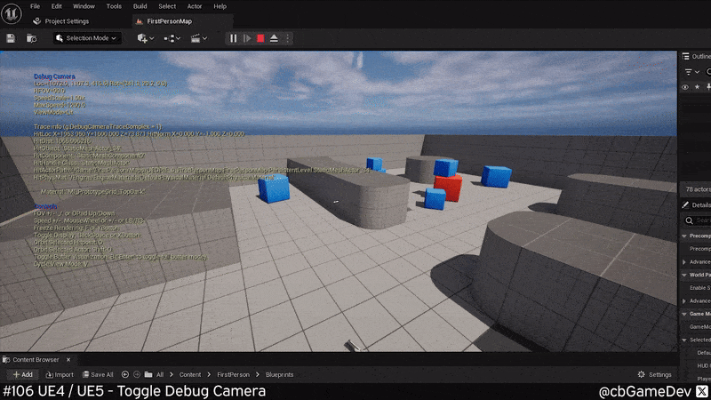 QUICK DEV TIP #106 UE4 / UE5 - Toggle Debug Camera — CBgameDev