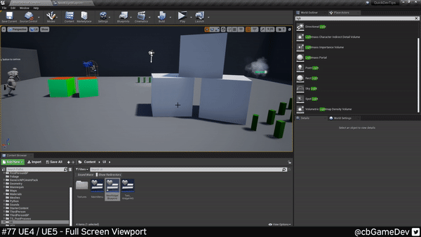 QUICK DEV TIP #77 UE4 / UE5 - Full Screen Viewport — CBgameDev