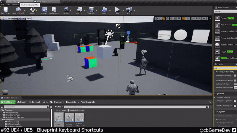 QUICK DEV TIP #93 UE4 / UE5 - BLUEPRINT KEYBOARD SHORTCUTS — CBgameDev