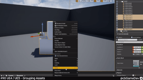QUICK DEV TIP #90 UE4 / UE5 - GROUPING — CBgameDev