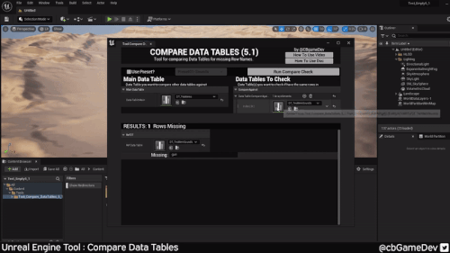 Compare Data tables Tool for Unreal Engine — CBgameDev