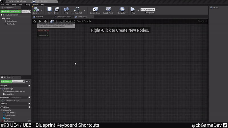 QUICK DEV TIP #93 UE4 / UE5 - BLUEPRINT KEYBOARD SHORTCUTS — CBgameDev