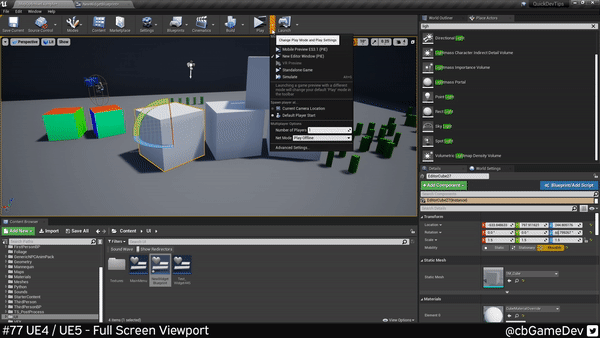 QUICK DEV TIP #77 UE4 / UE5 - Full Screen Viewport — CBgameDev