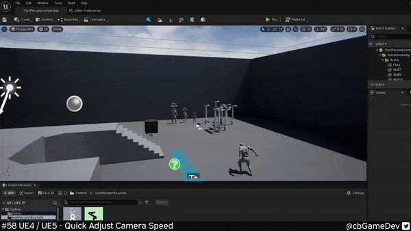 QUICK DEV TIP #58 UE4 / UE5 - QUICK ADJUST CAMERA SPEED — CBgameDev