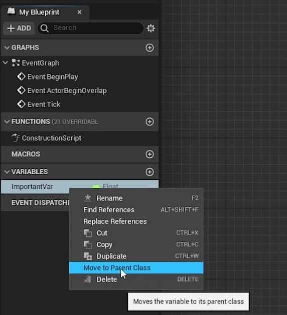 QUICK DEV TIP #55 UE4 / UE5 - Move Variable To Parent — CBgameDev