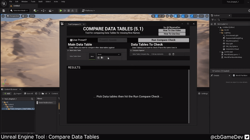 Compare Data tables Tool for Unreal Engine — CBgameDev