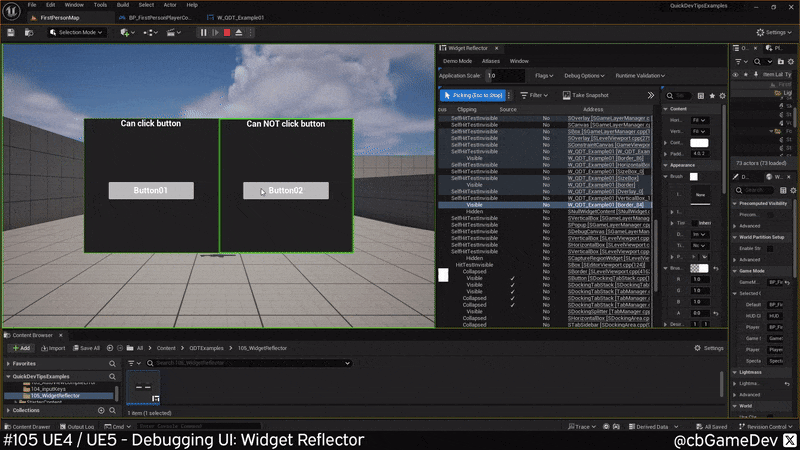QUICK DEV TIP #105 UE4 / UE5 - Debugging UI With The Widget Reflector — CBgameDev