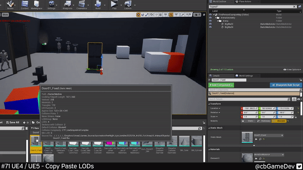 QUICK DEV TIP #71 UE4 / UE5 - COPY PASTE LODs — CBgameDev