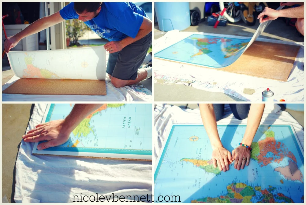 DIY framed world map — Gidget Goes Home