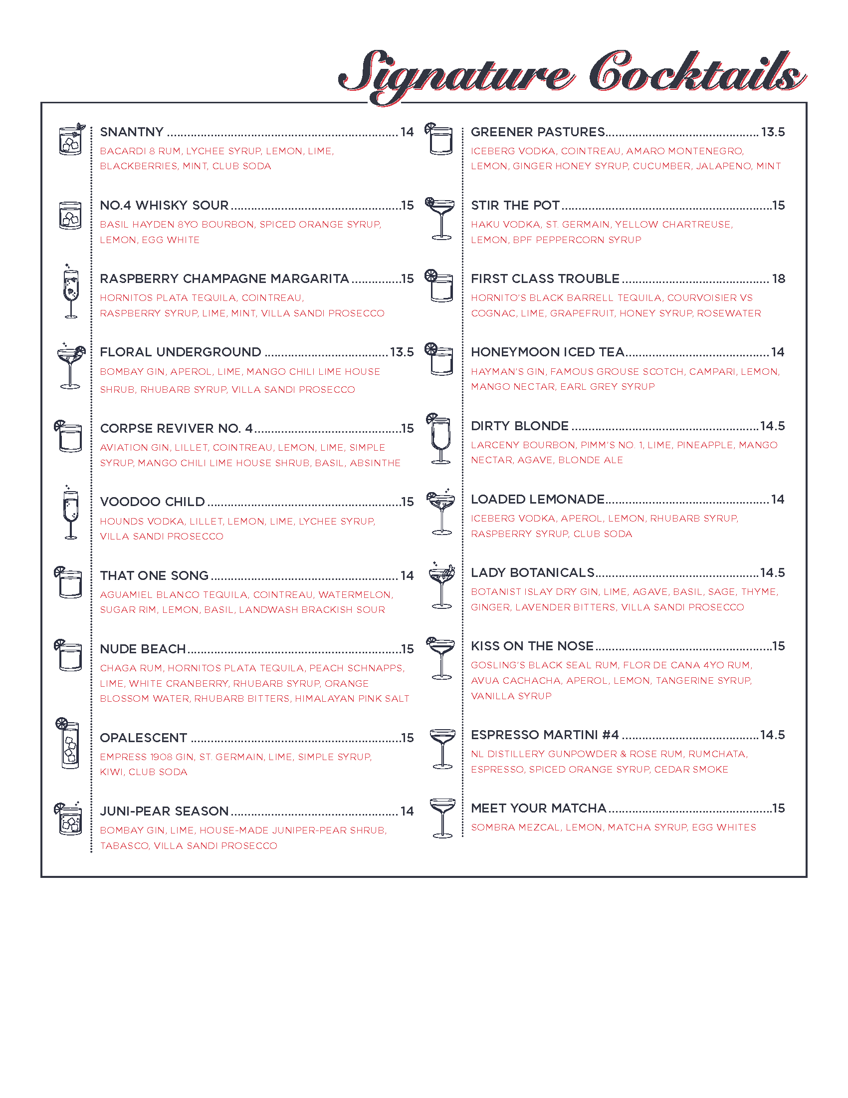 Drinks — No.4 Restaurant & Bar