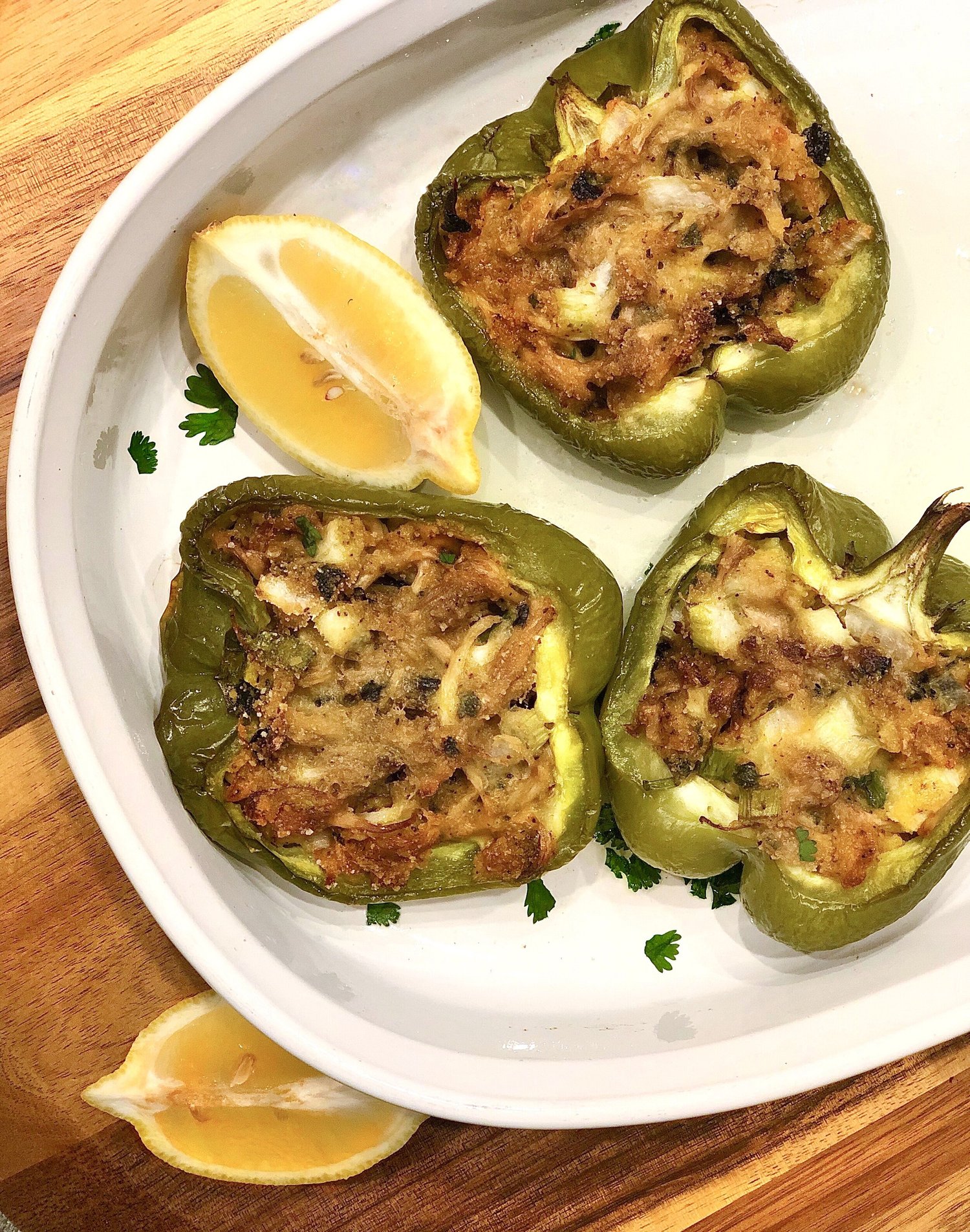 "Seafood" Stuffed Bell Peppers — Sweet Greens Vegan