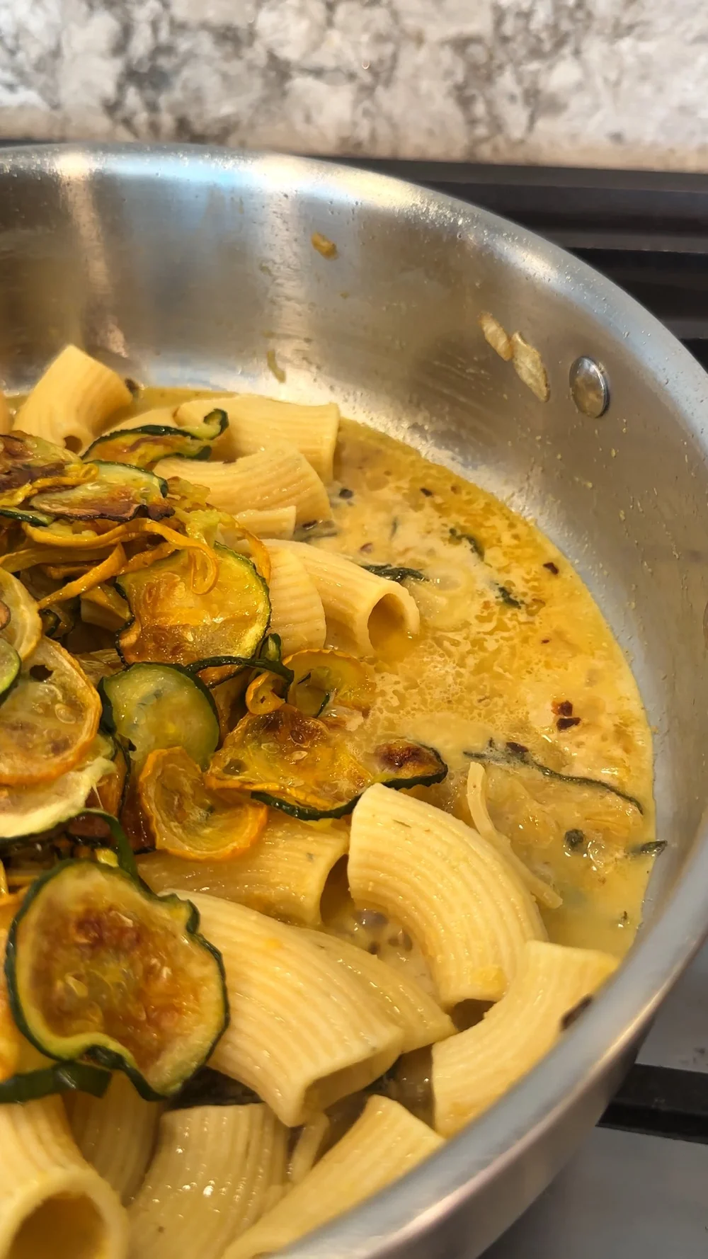 Zucchini, Squash and Tofu Bacon Pasta — Sweet Greens Vegan