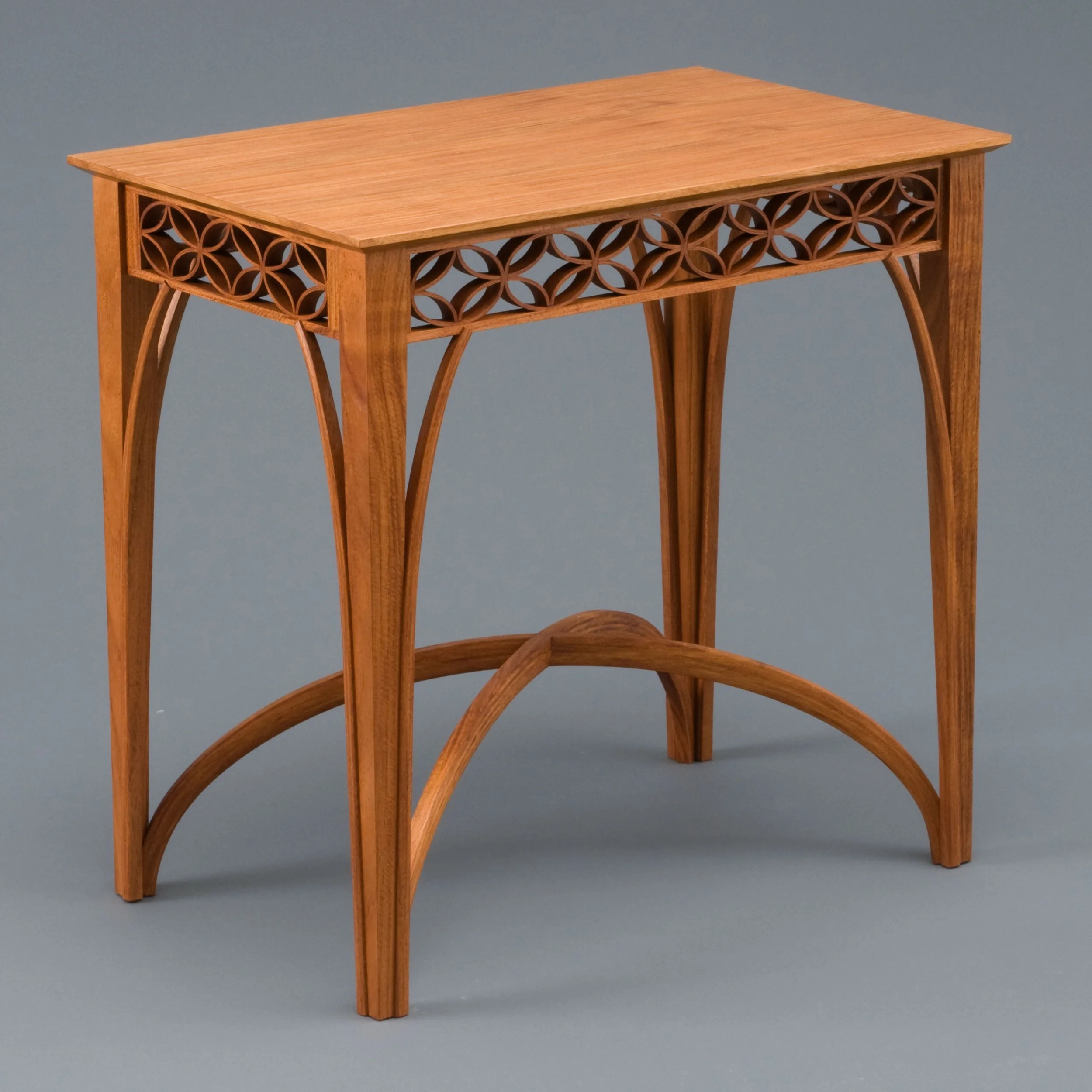 Close tables with Lattice approns — Michael Hurwitz Furniture