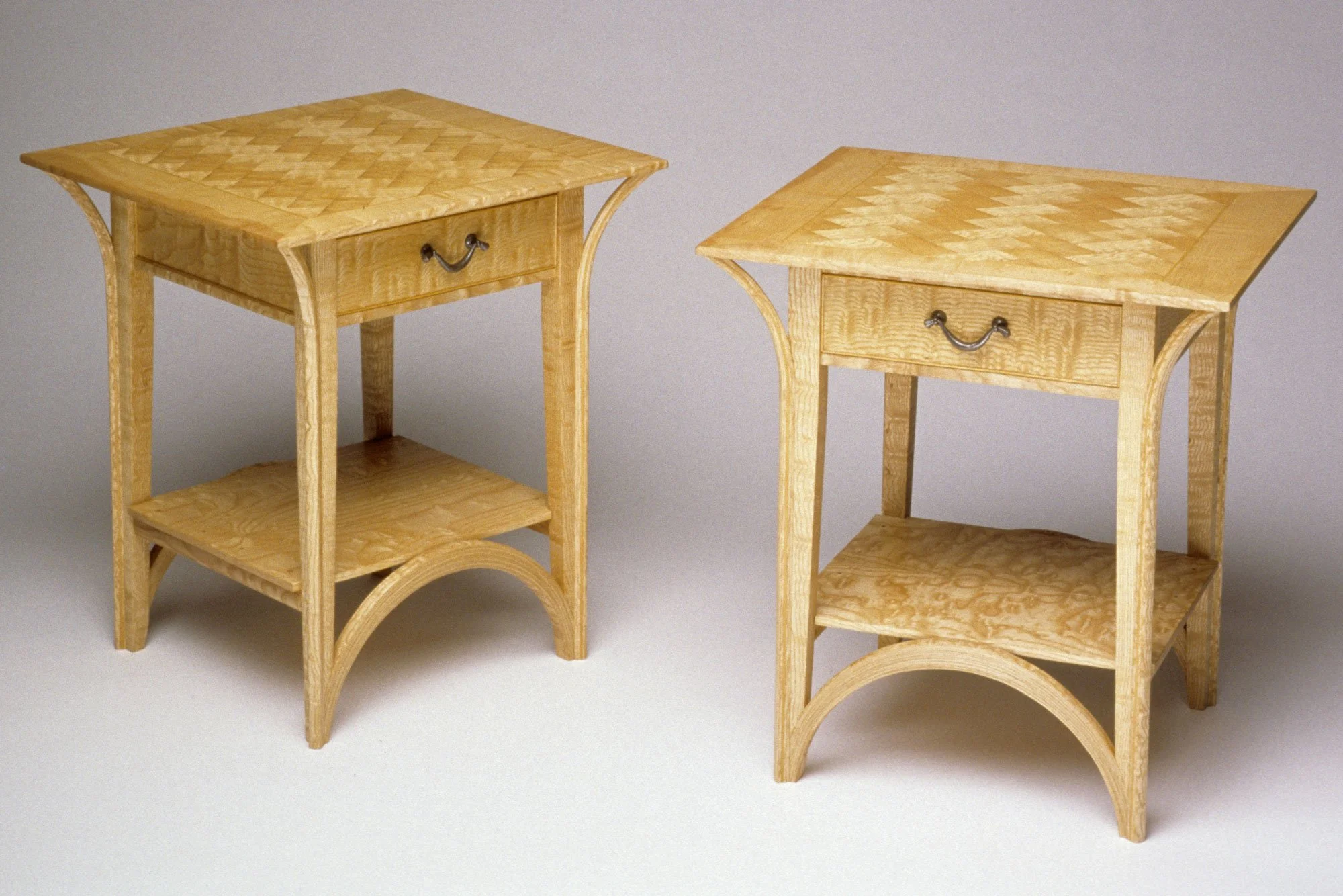 Figured Ash Bedside Table — Michael Hurwitz Furniture