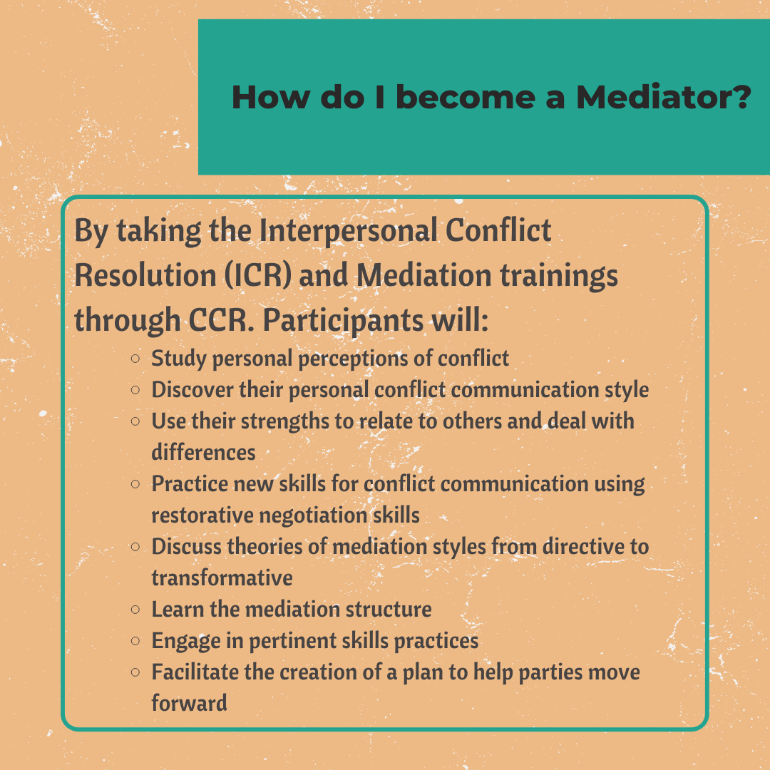 Transformative Mediation — Center for Conflict Resolution