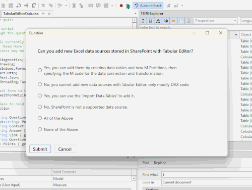 Learn Tabular Editor with a Quiz (using a C# Script / Macro!) — DATA ...