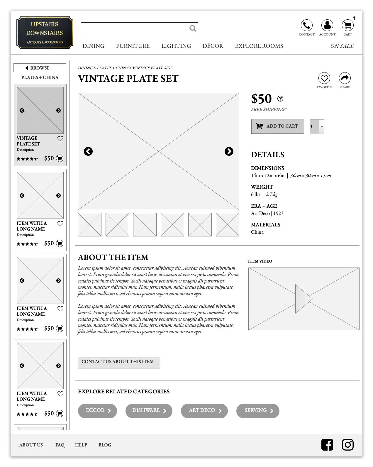 Upstairs Downstairs Antiques - eCommerce Concept — Luca Iaconi-Stewart