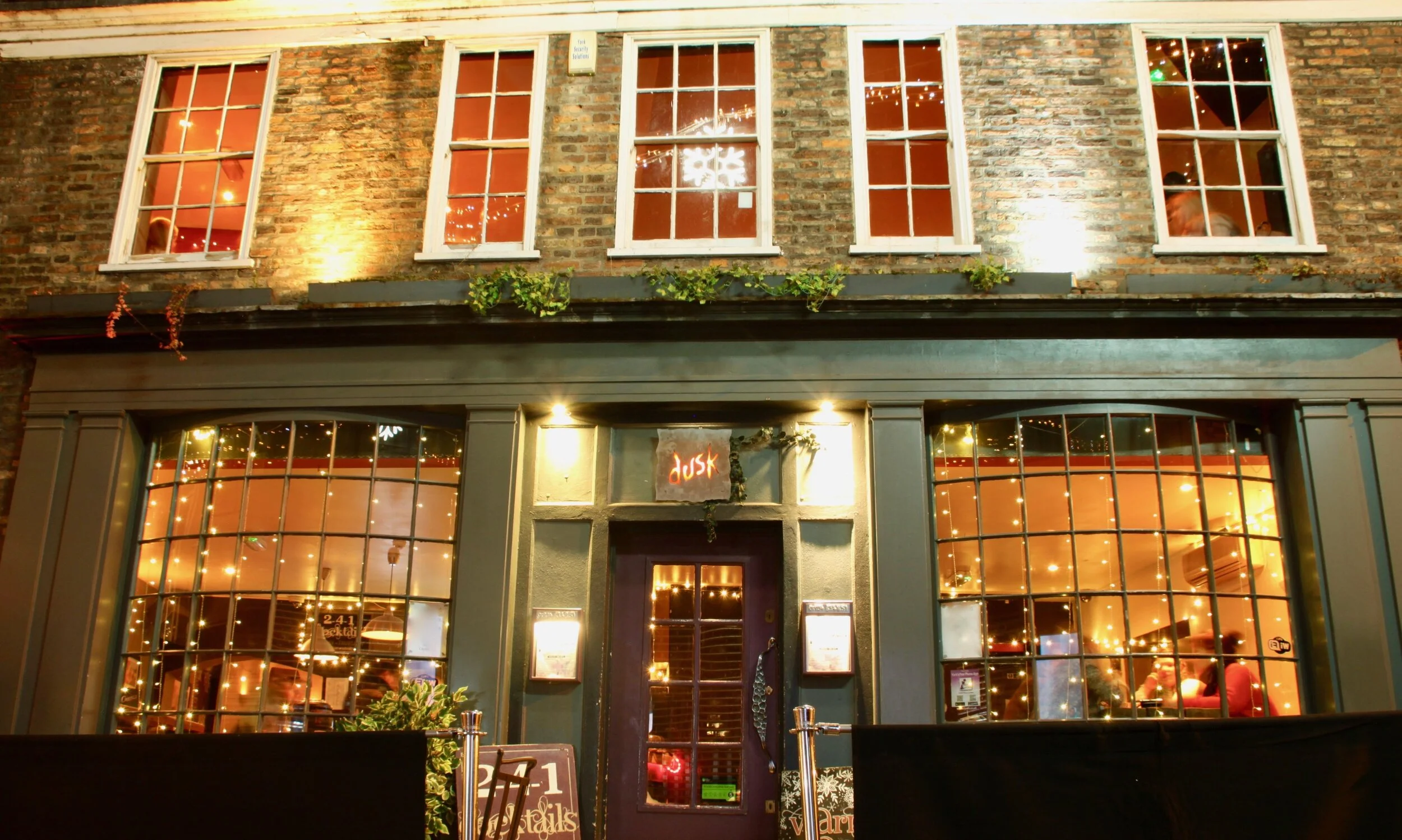 Dusk. Independant cafe bar in central York