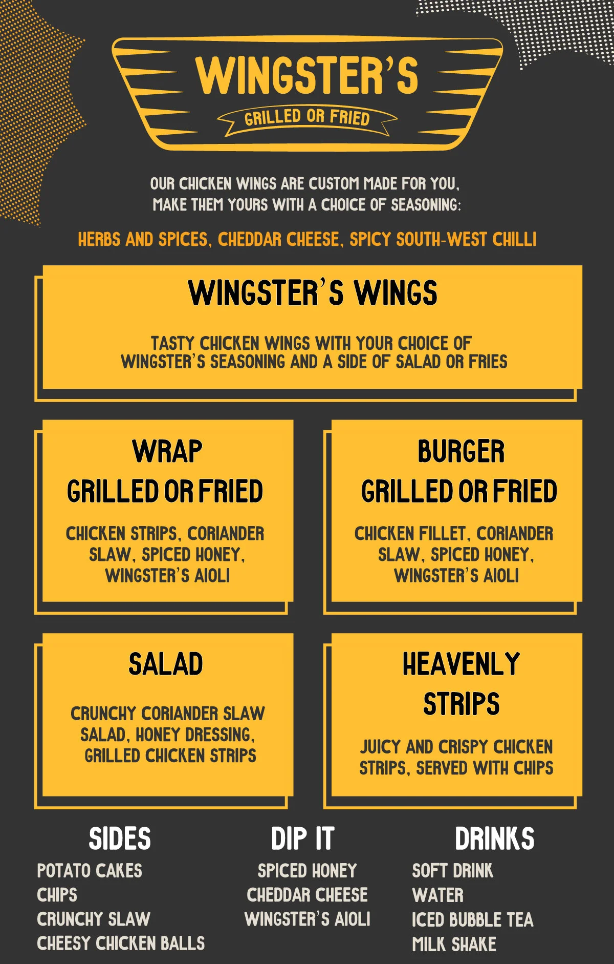 Menu — Wingster's