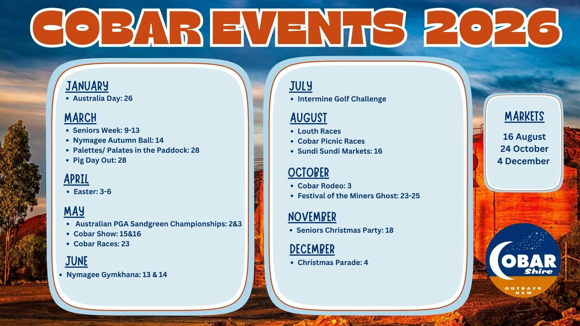 Events Calendar — Visit Cobar
