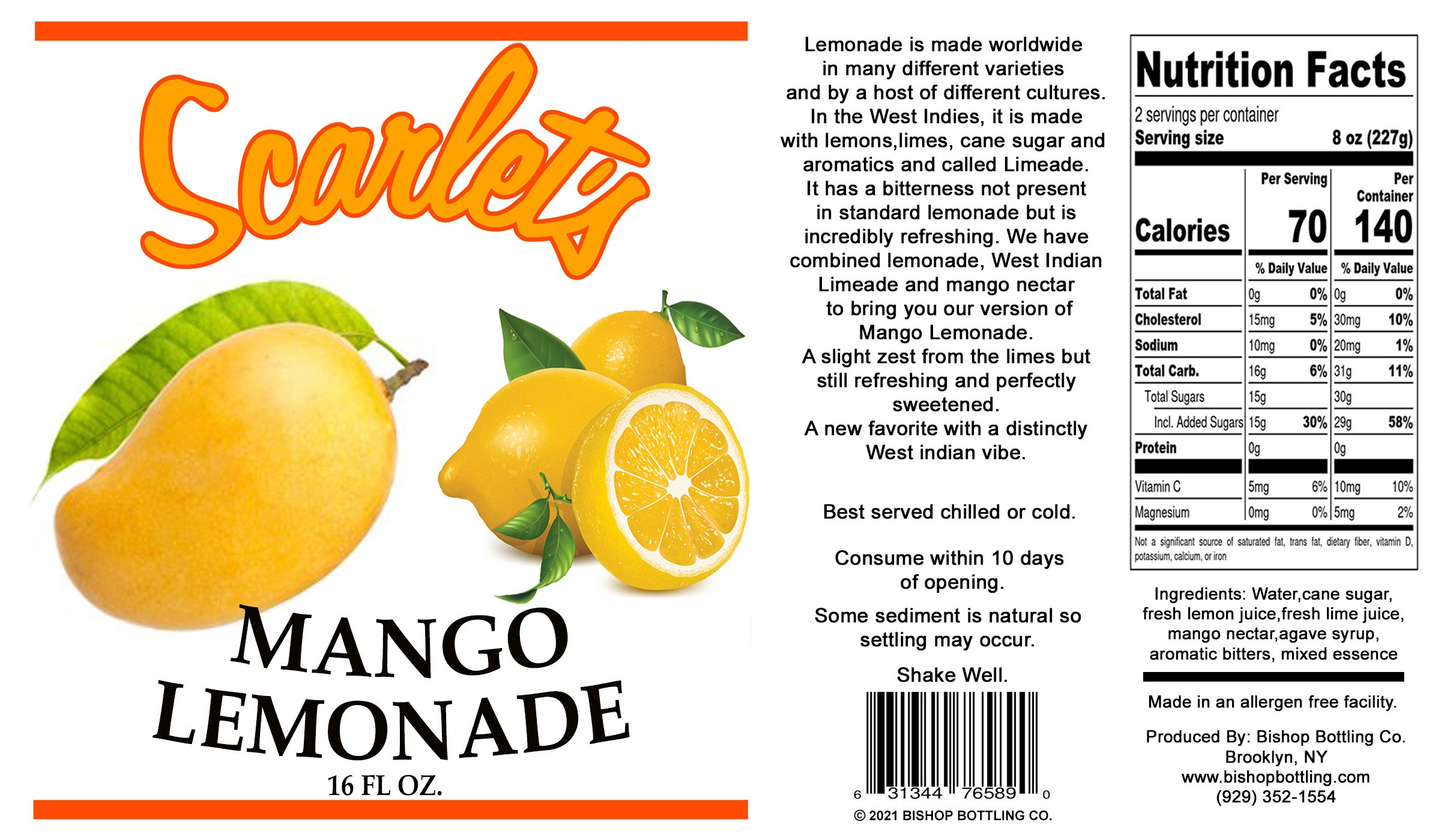 Scarlet's Mango Lemonade — Bishop Bottling Co.