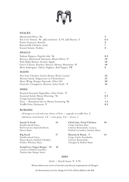 Menu — THE NEW INN