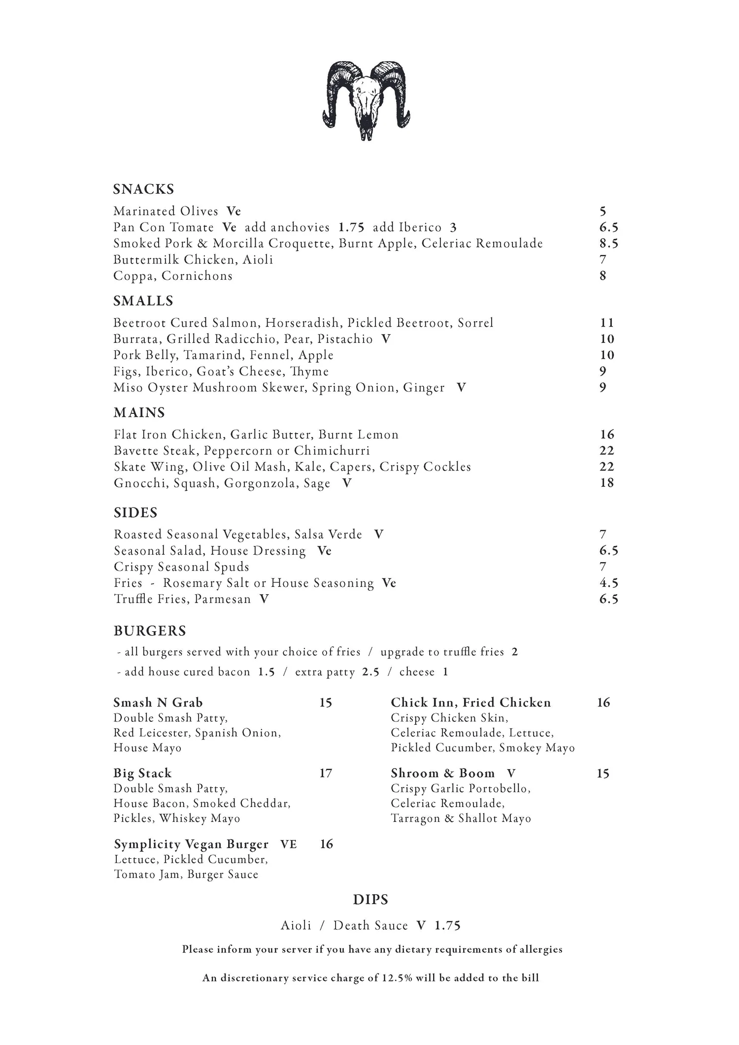 Menu — THE NEW INN