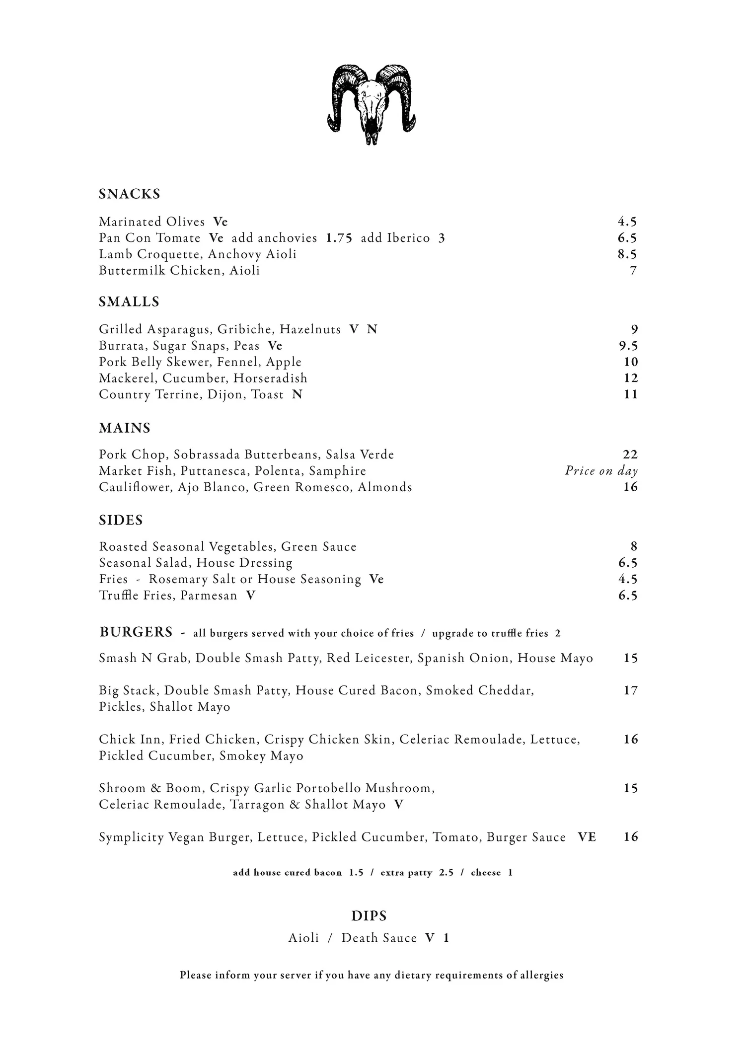 Menu — THE NEW INN