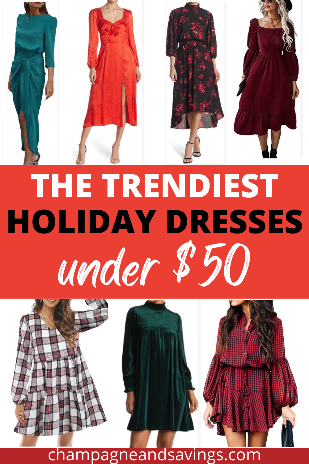 Trendy Holiday Dresses Under $50 — Champagne & Savings