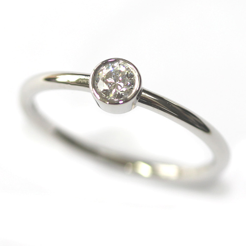 Platinum Rub Set Diamond Solitaire Engagement Ring — Form Bespoke Jewellers