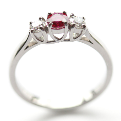 Palladium Ruby and Diamond Trilogy Engagement Ring — Form Bespoke Jewellers