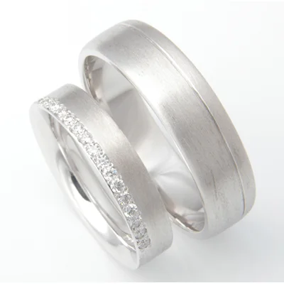 Platinum Brushed Finish Matching Wedding Rings — Form Bespoke Jewellers