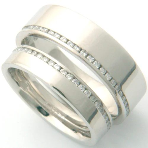 Palladium Diamond Wedding Ring Set — Form Bespoke Jewellers