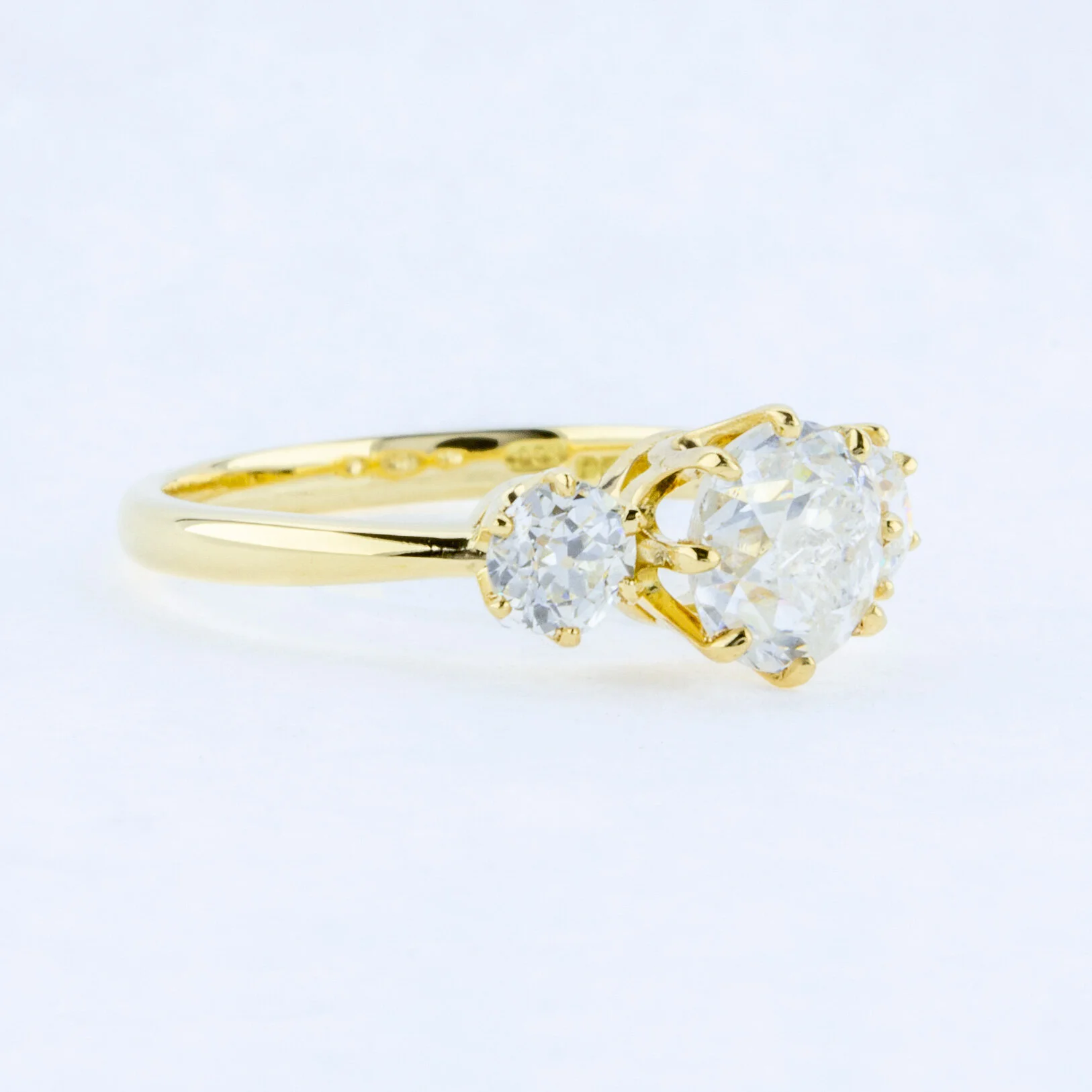 Three Stone Diamond & Yellow Gold Engagement Ring — Form Bespoke Jewellers