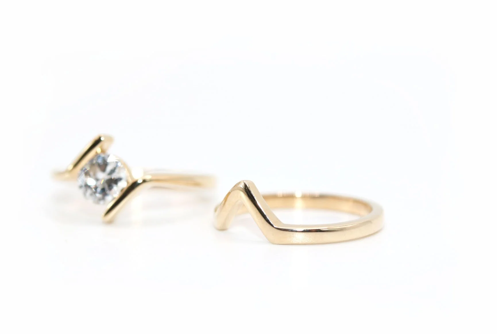 Yellow Gold Angular Fitted Wishbone Wedding Ring — Form Bespoke Jewellers