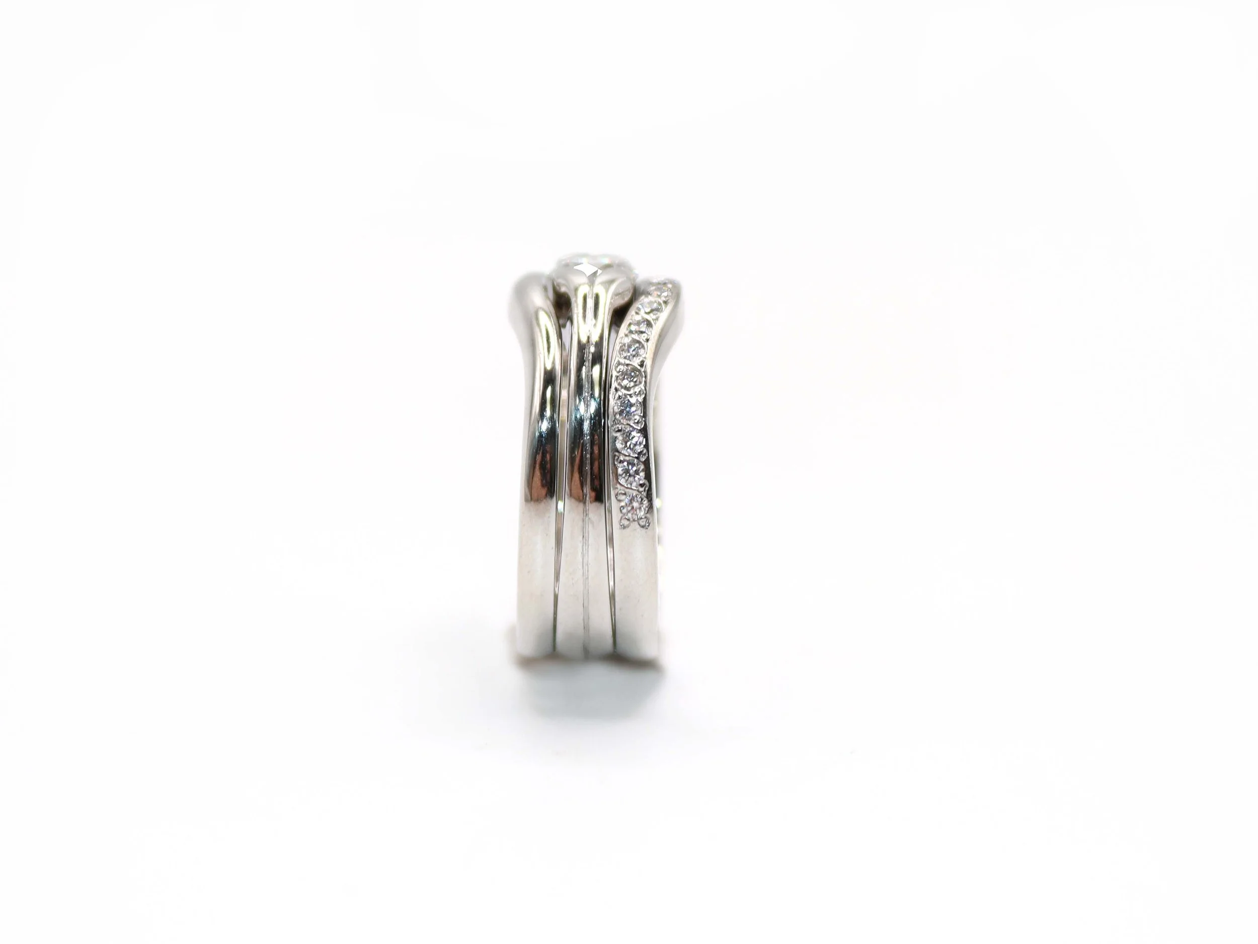 Platinum Diamond Set Three Band Stacking Ring — Form Bespoke Jewellers