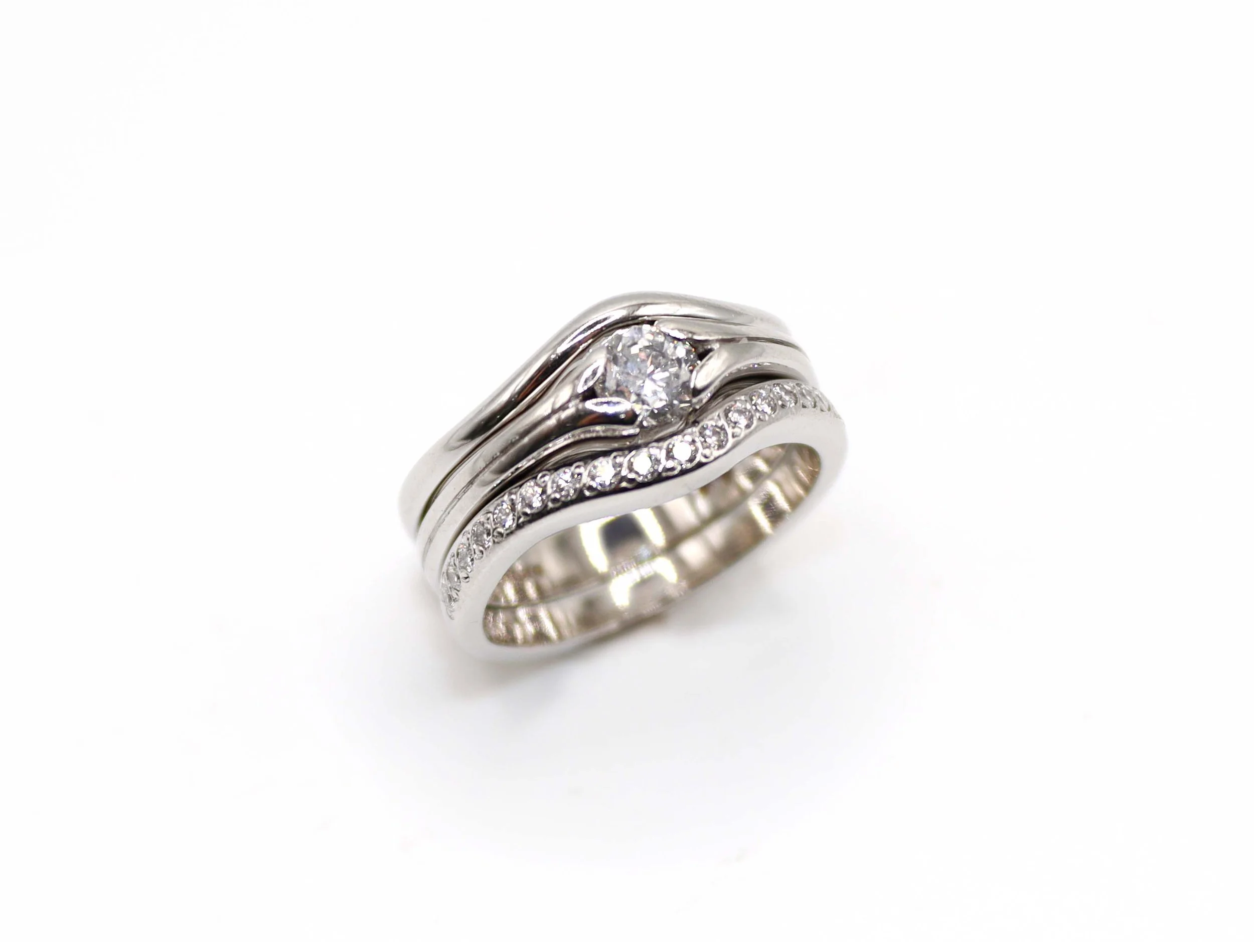 Platinum Diamond Set Three Band Stacking Ring — Form Bespoke Jewellers