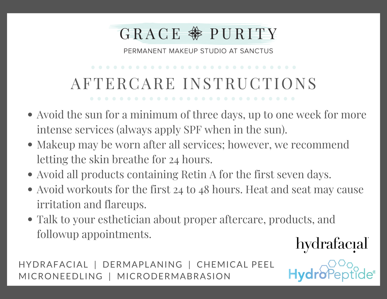 Aftercare Instructions Grace Purity Aftercare Instructions Grace Purity