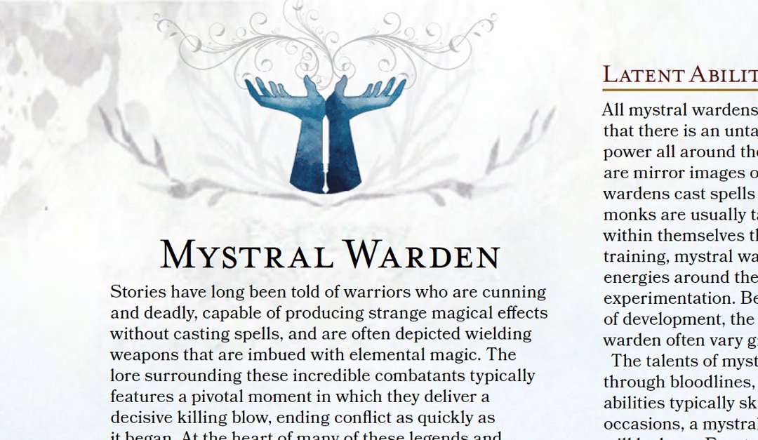 Original DnD Character Classes: Mystral Warden — Timothy J. Prough