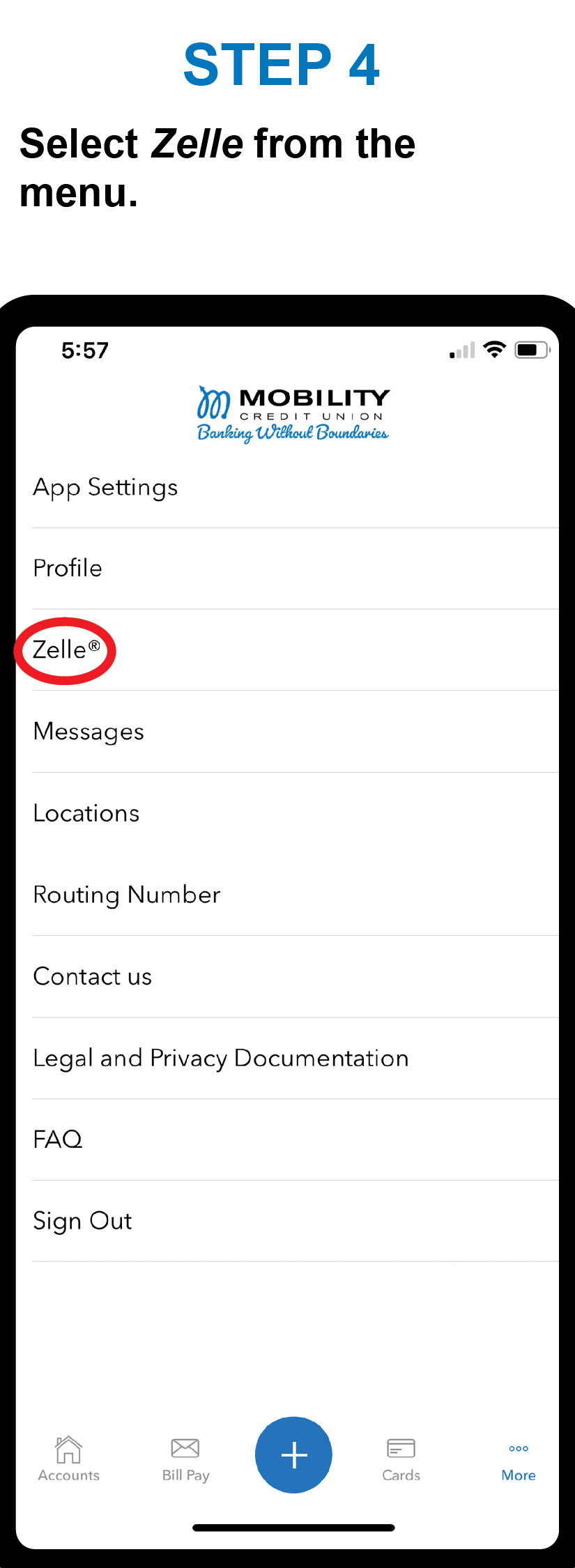 Zelle How To — Mobility Credit Union