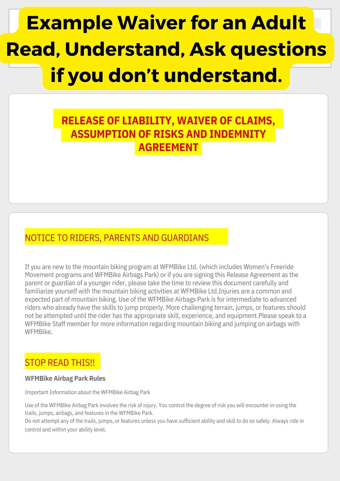 Waiver — Whistler MTB Airbag/ WFMBike/Women's Freeride Movement