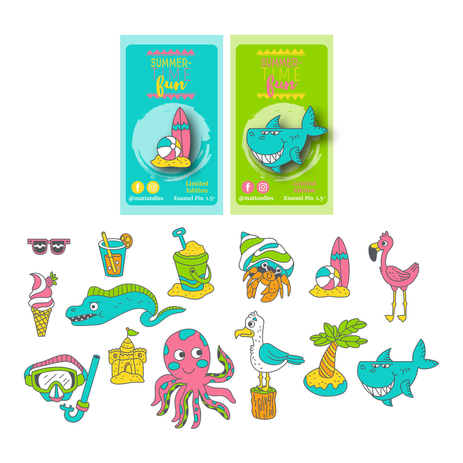 Matt Schiavone —summertime Fun Pin And Package Designs