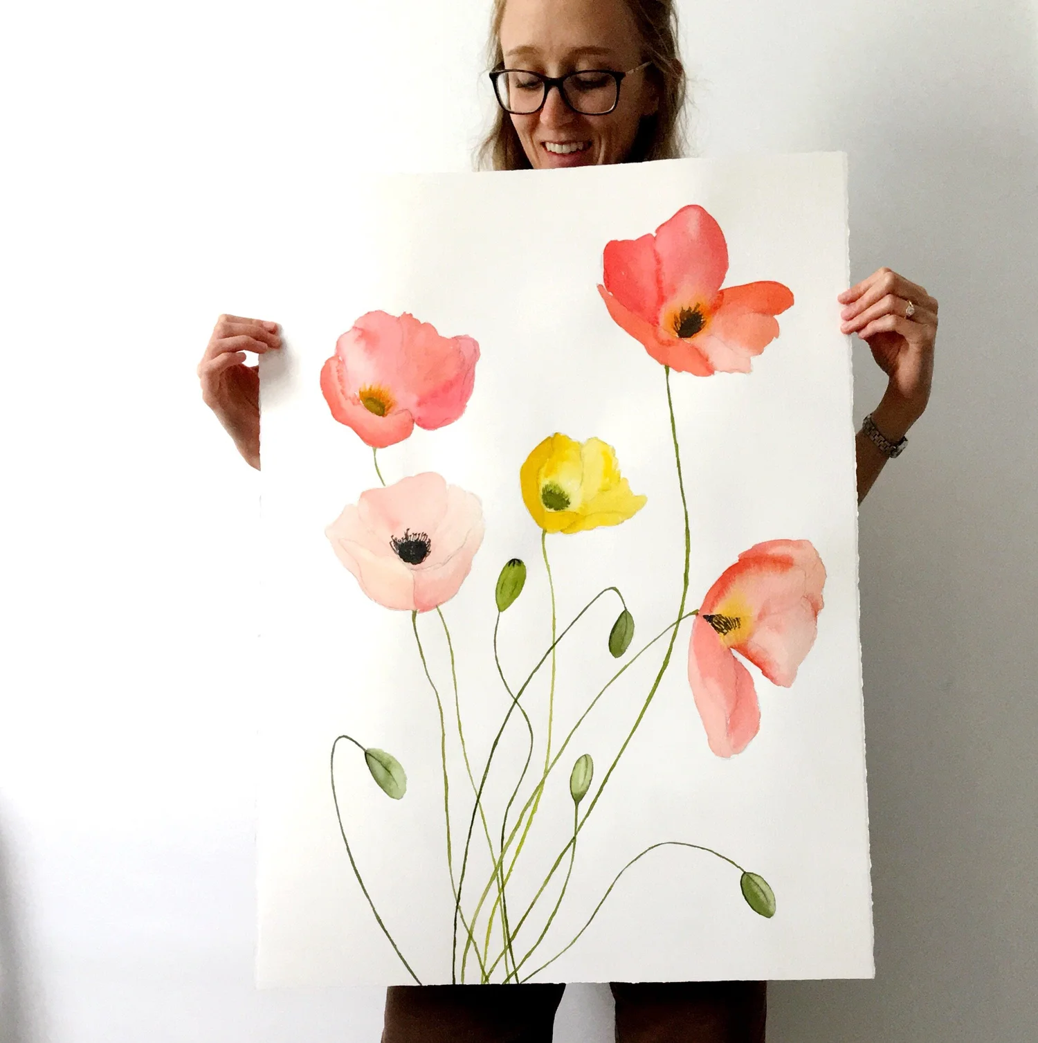 Poppy Flowers Watercolor Painting